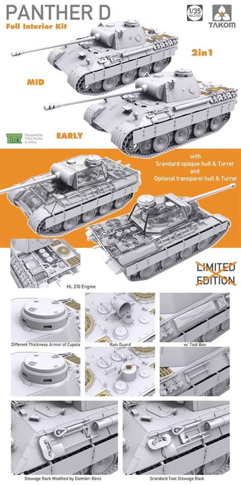 團購.TAKOM 2103 1/35 WW II德國.陸軍 Sd.Kfz.171 Ausf.D'黑豹'坦克/早期生產型與中期生產型2合1/限量 ...